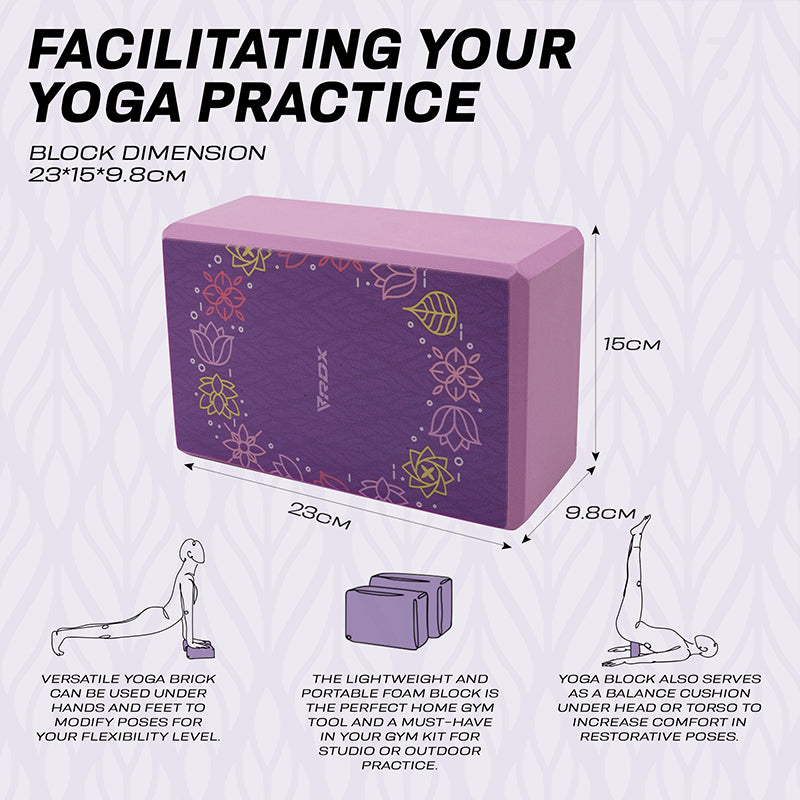 Yoga Blocks Yoga Block Set Of 2 - High Density EVA Foam Blocks, 9x6x3 ...
